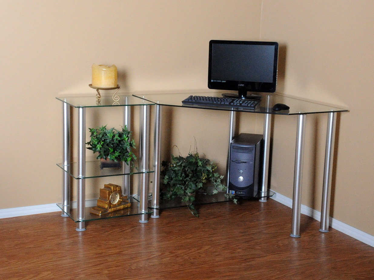 Latitude Run Branchdale Computer Glass Corner Desk Reviews Wayfair